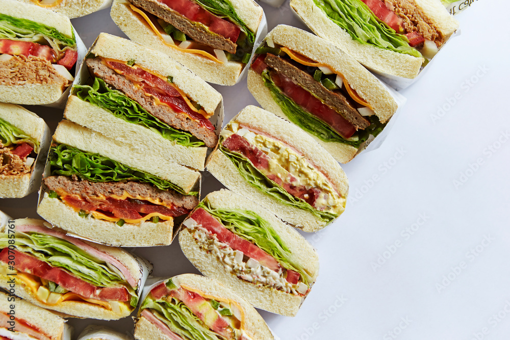 Various take out sandwich cross section Stock Photo | Adobe Stock
