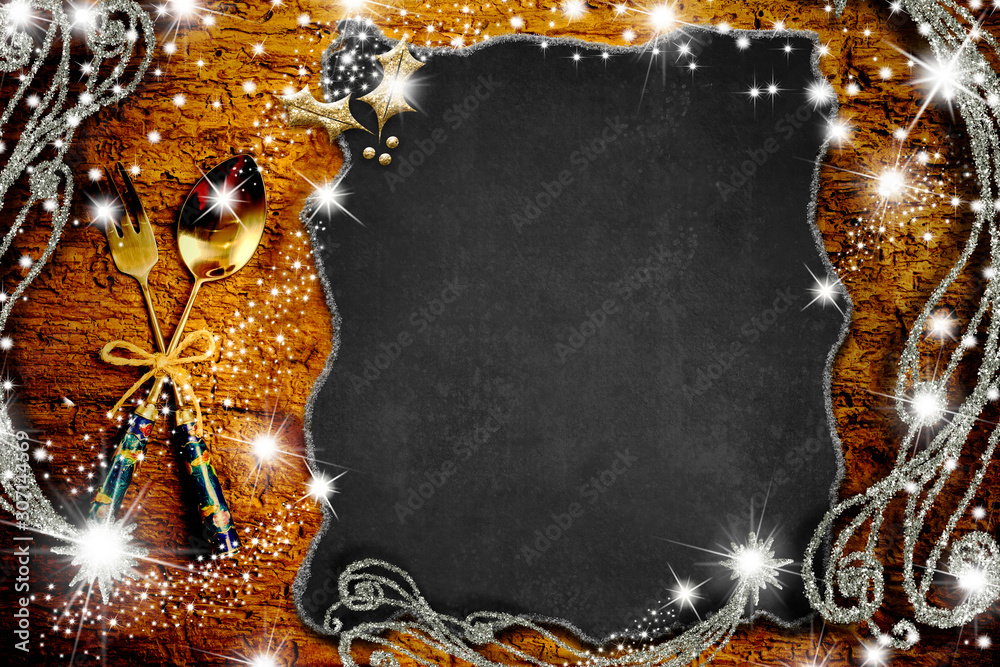 Christmas menu border blank background. Stock Photo | Adobe Stock