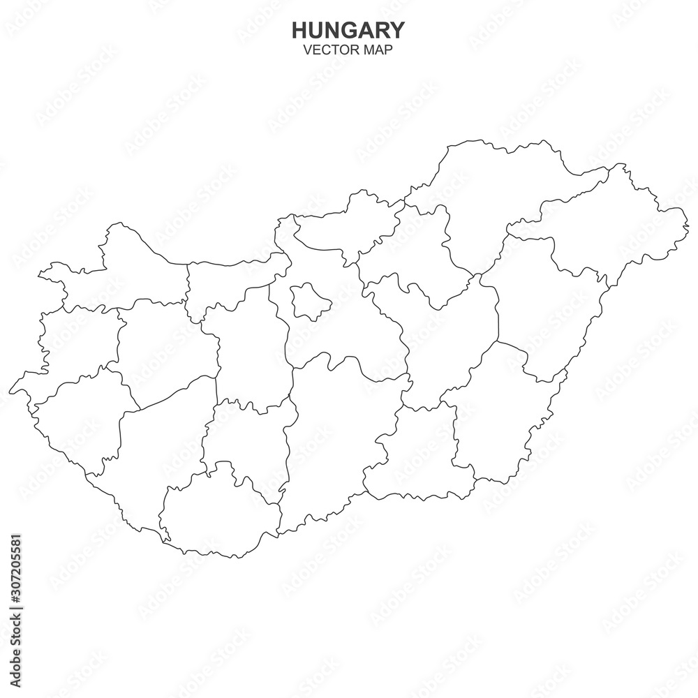 vector political map of Hungary on white background Stock Vector ...