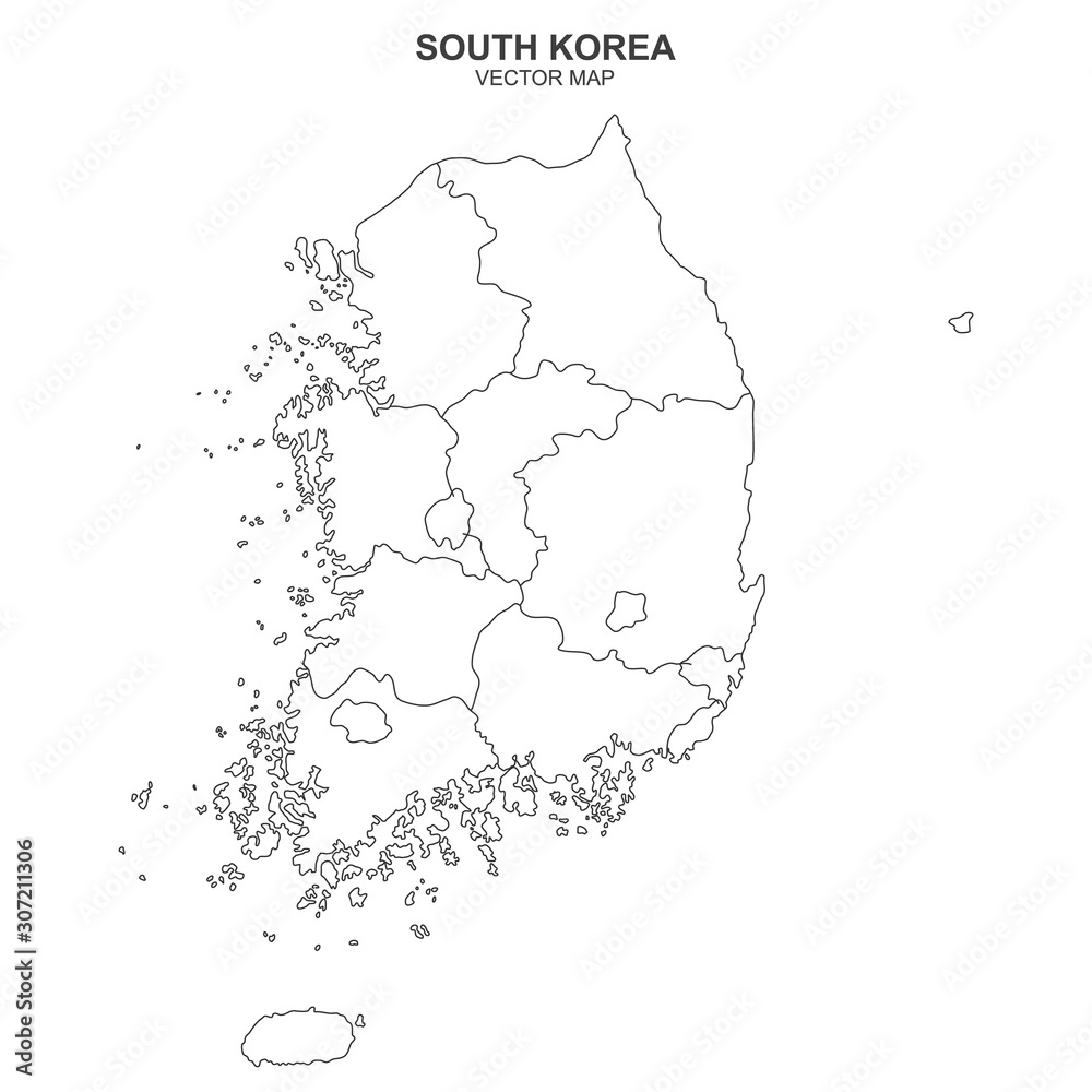 political map of South Korea isolated on white background Stock Vector ...