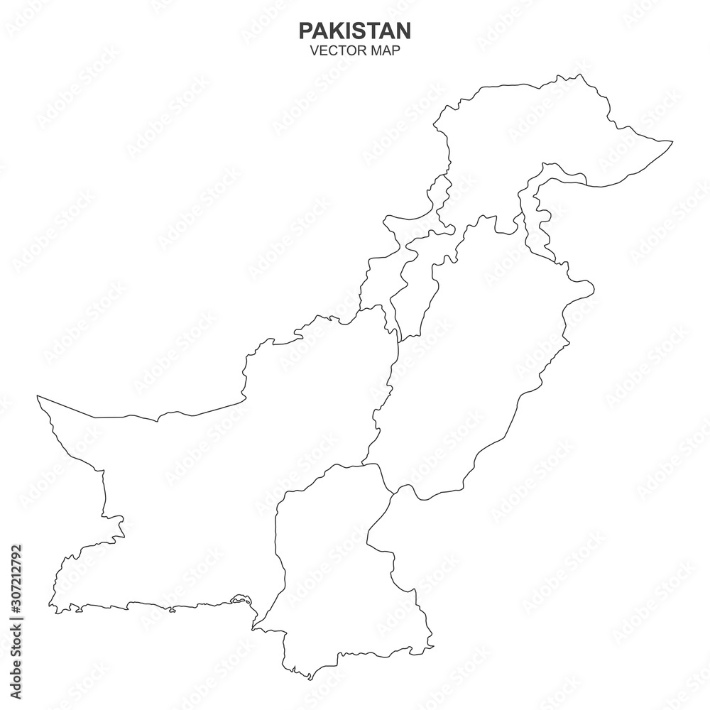 political map of Pakistan isolated on white background Stock Vector ...