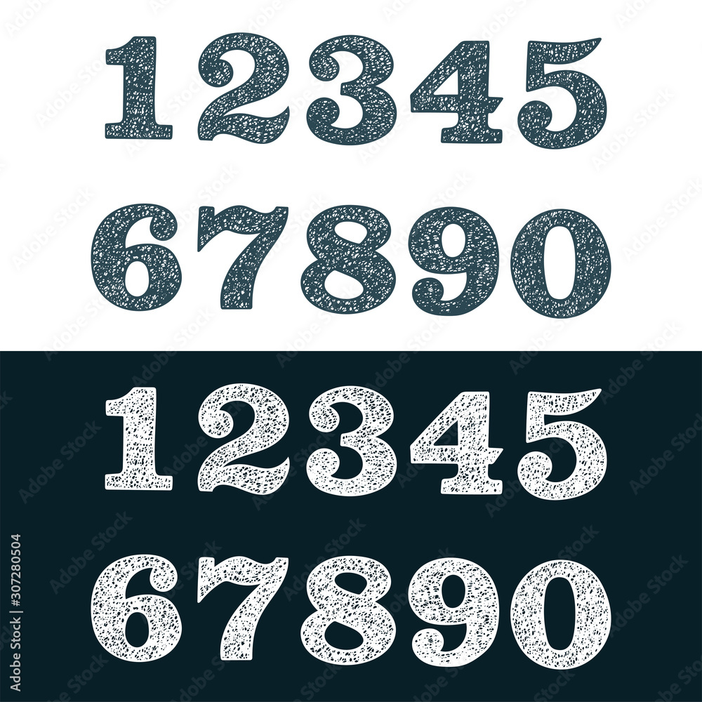 Numbers. Classic numbers alphabet set. Hand drawn numbers in vintage ...