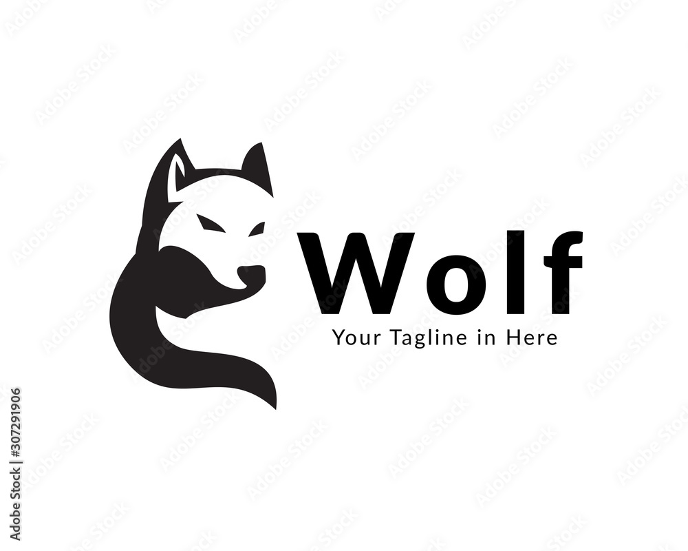 silhouette shadow wolf face logo design inspiration Stock Vector ...