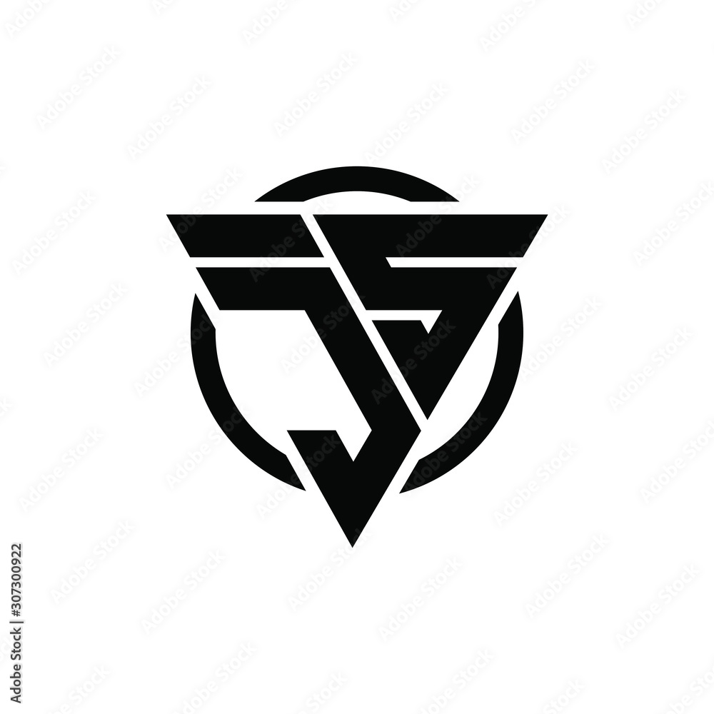 JS SJ Triangle Logo Circle Monogram Design Vector Super Hero Concept ...
