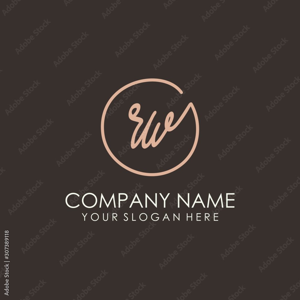 RW initials signature logo. Handwritten vector logo template connected ...