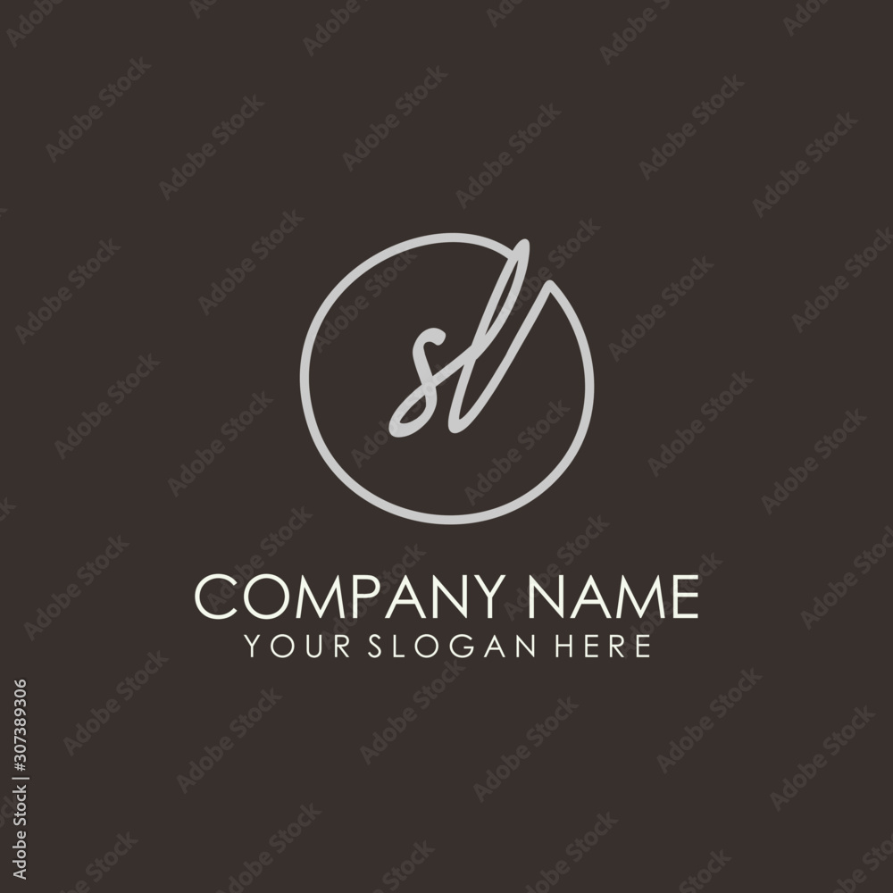 SL initials signature logo. Handwritten vector logo template connected ...