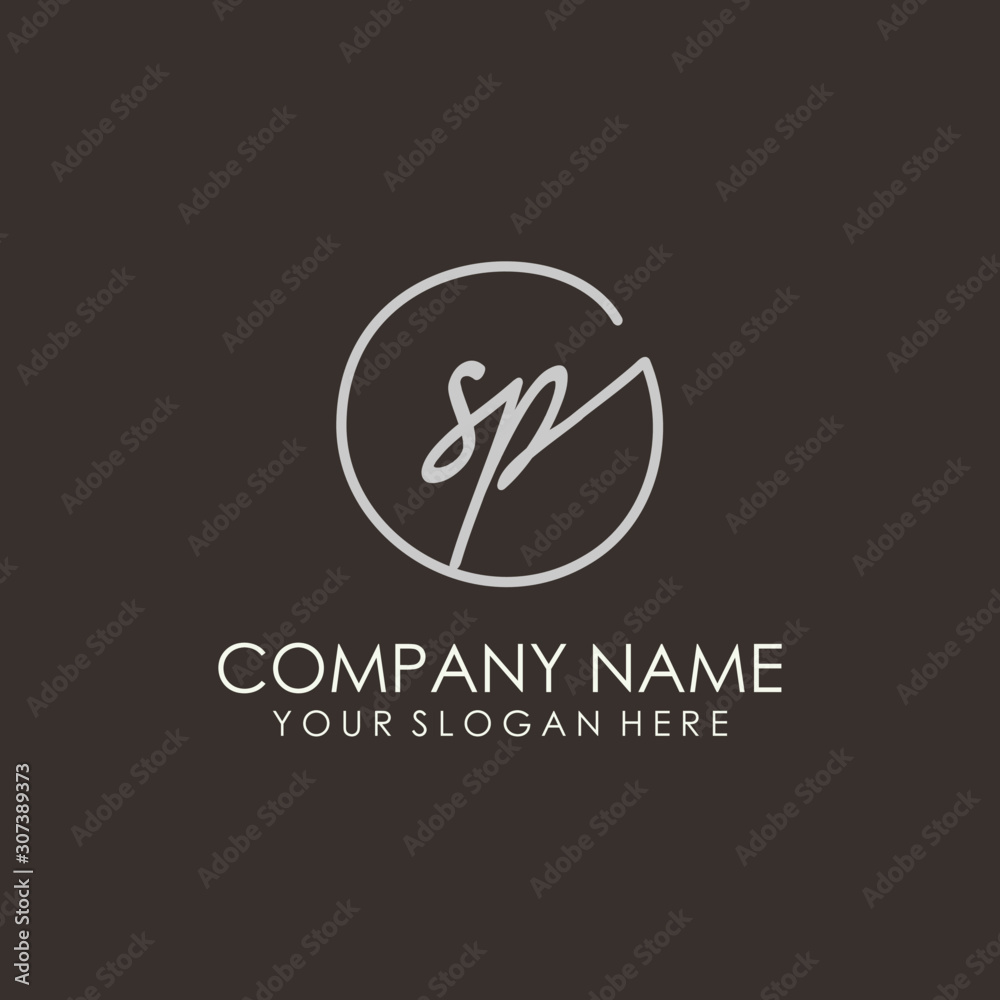 SP initials signature logo. Handwritten vector logo template connected ...