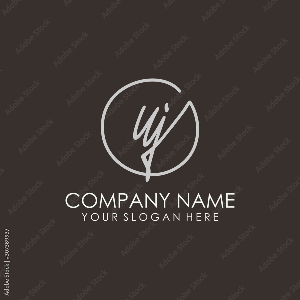 UJ initials signature logo. Handwritten vector logo template connected ...