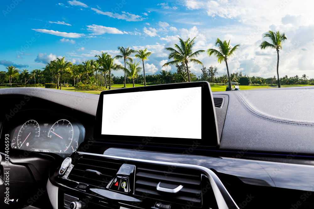 Monitor in car with isolated blank screen use for navigation maps and ...