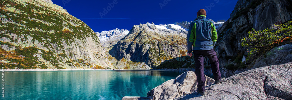 Gelmer Lake near by the Grimselpass in Swiss Alps, Gelmersee ...