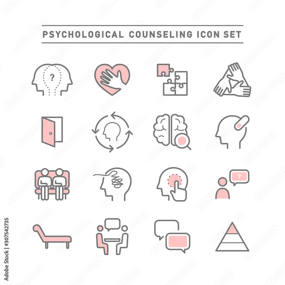 PSYCHOLOGICAL COUNSELING ICON SET Stock Vector | Adobe Stock