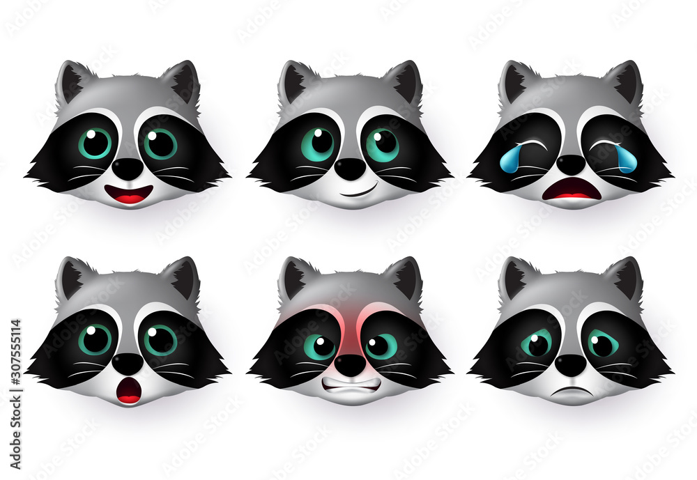 Wolf emoticon or emojis vector set. Wolfs face head emoji animal ...