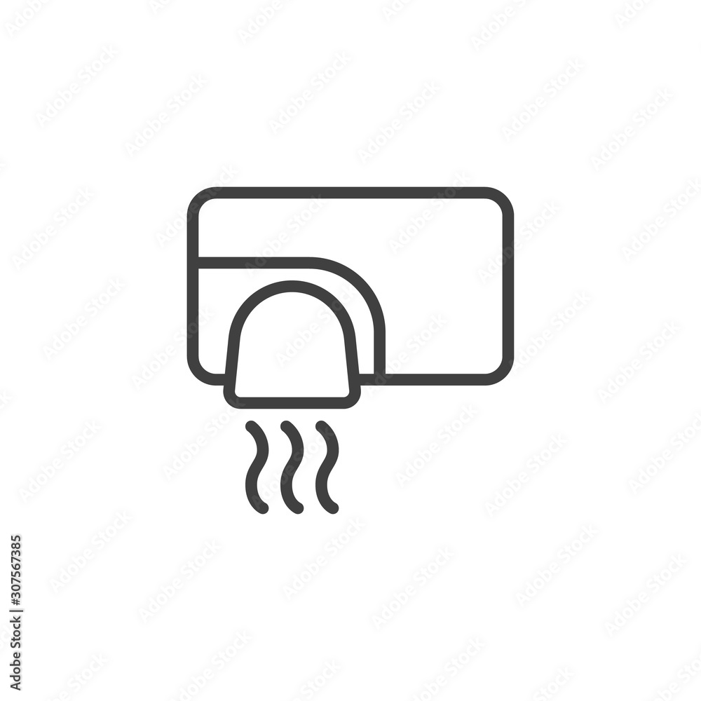 Automatic hand dryer line icon. linear style sign for mobile concept ...