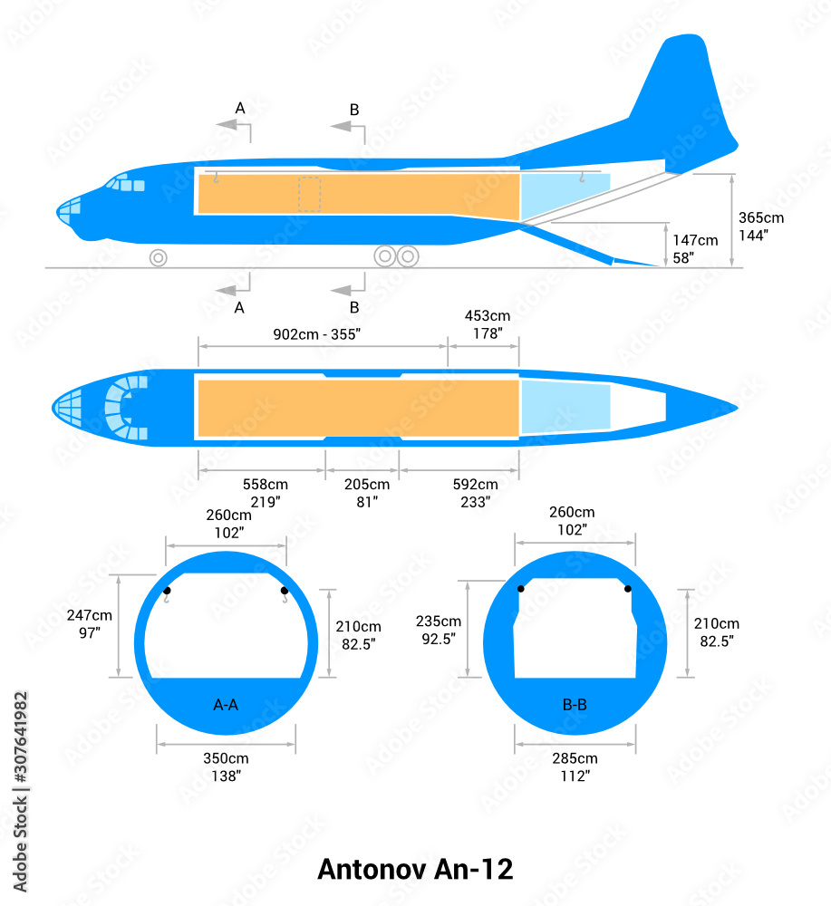 Antonov An-12 Cargo Aircraft Guide Stock Vector | Adobe Stock