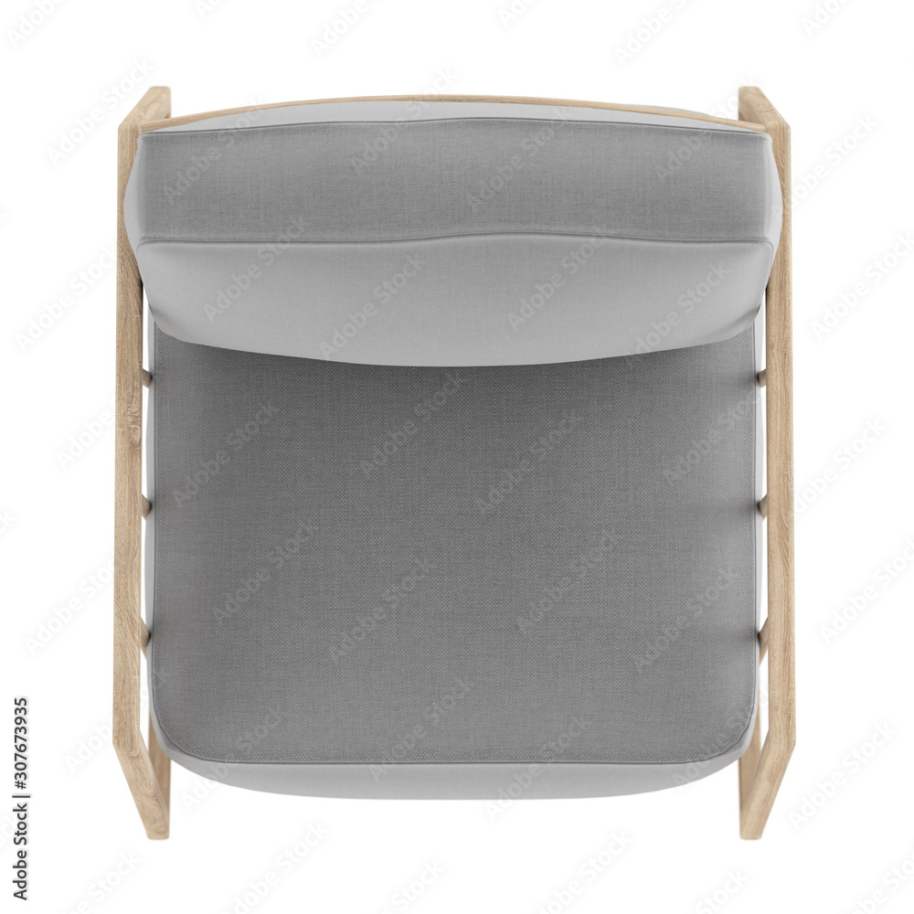 Gray soft rocking chair made of fabric on an isolated background top ...