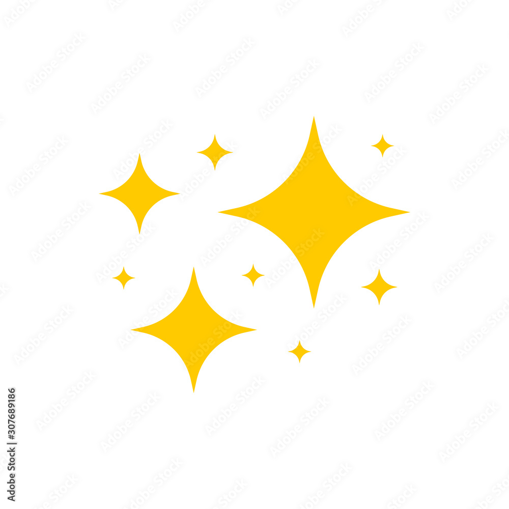 Yellow sparkles symbols vector. The set of original vector stars sparkle icon. Bright firework ...