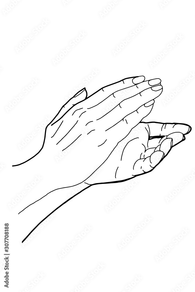 cartoon clapping hand drawing line Stock Illustration | Adobe Stock
