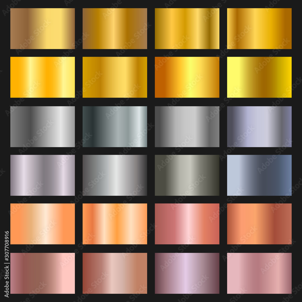Vector set of gold, bronze and silver gradient background. Golden and ...