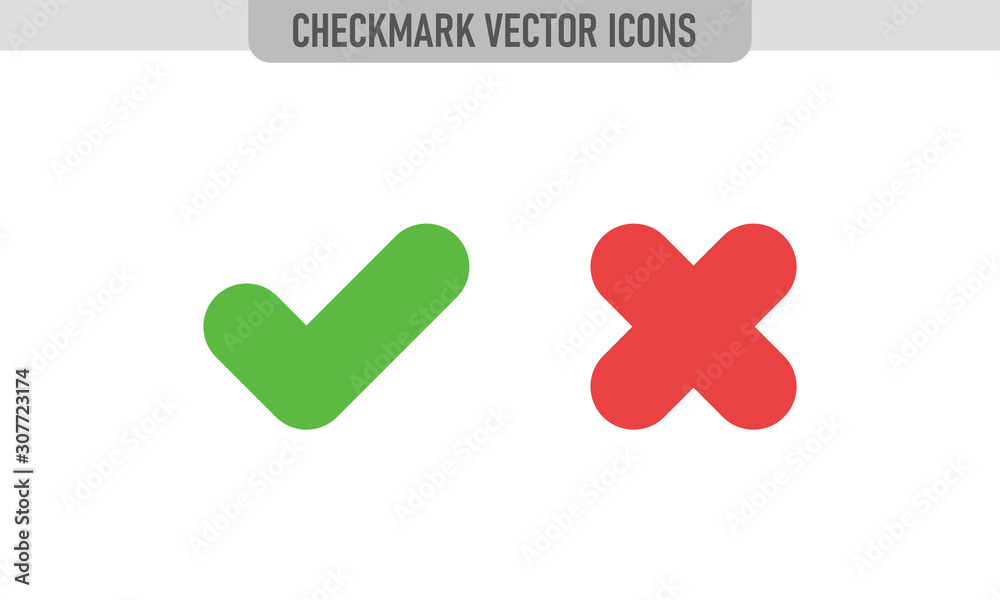 Checkmark vector icons, green tick and red x cross. Approval and disapproval Check marks. Stock ...