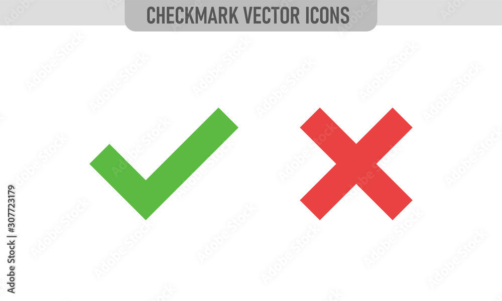 Image vectorielle Stock Checkmark vector icons, green tick and red x cross. Approval and ...