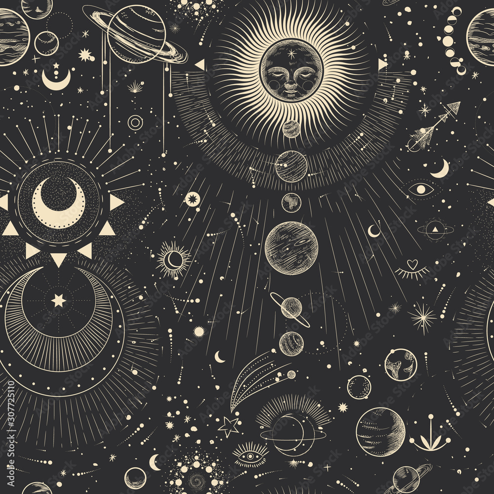 Vector illustration set of moon phases. Different stages of moonlight ...