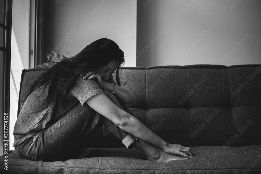 panic attacks alone young woman sad fear stressful depressed emotion ...