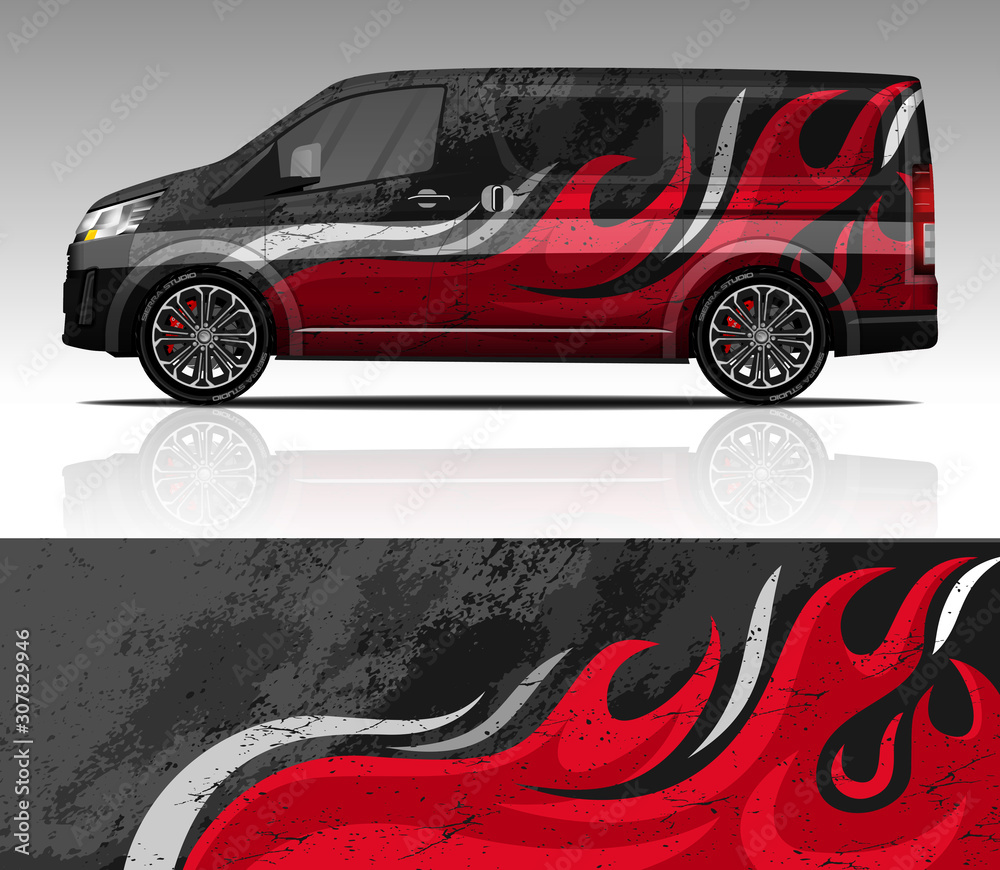 Image vectorielle Stock Car wrap decal Van design vector, for ...