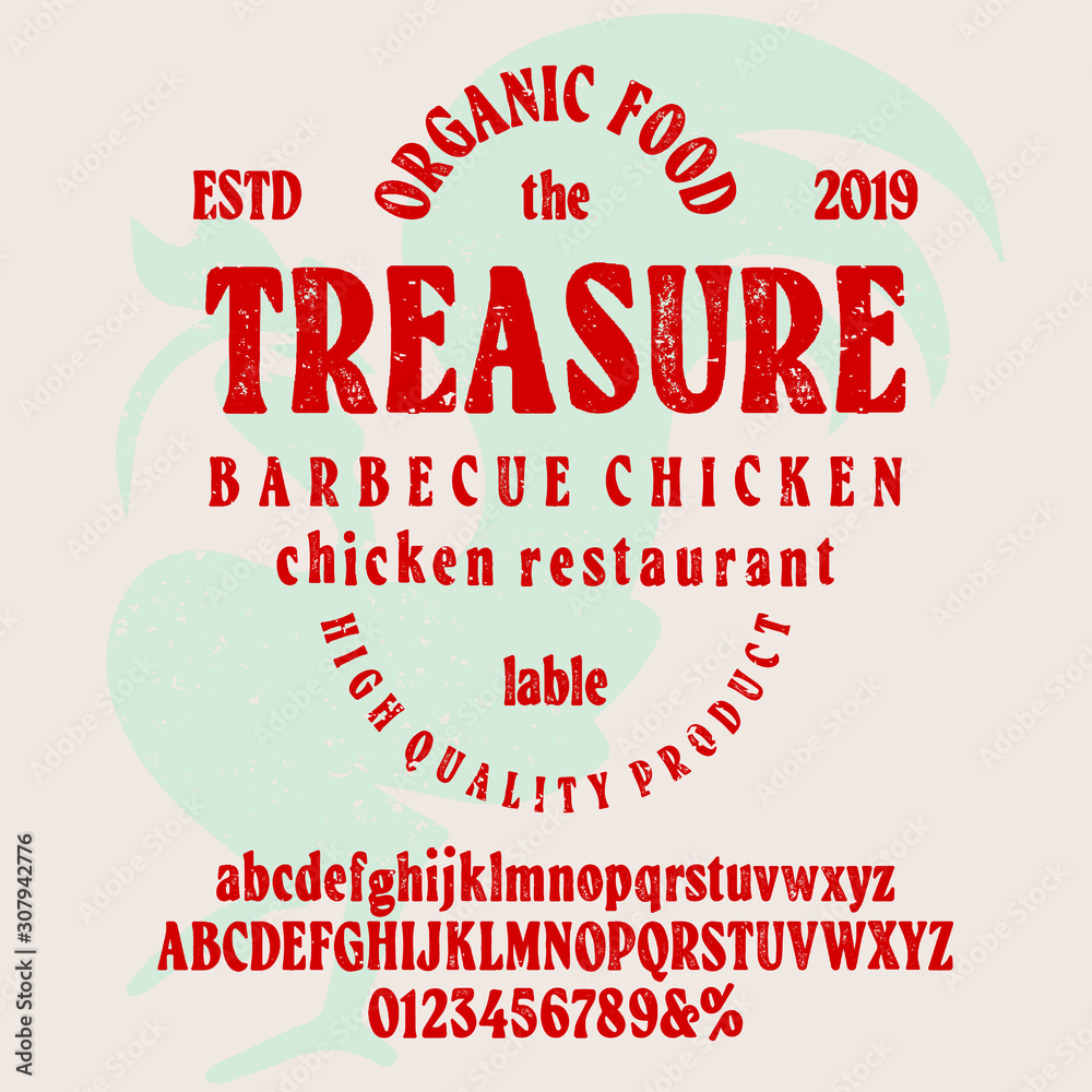 Hand drawn vintage retro font. Outdoor advertising of American Chicken ...