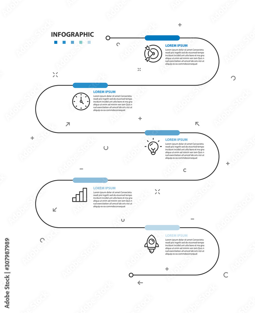 set of timeline infographic 5 step icons Stock Vector | Adobe Stock