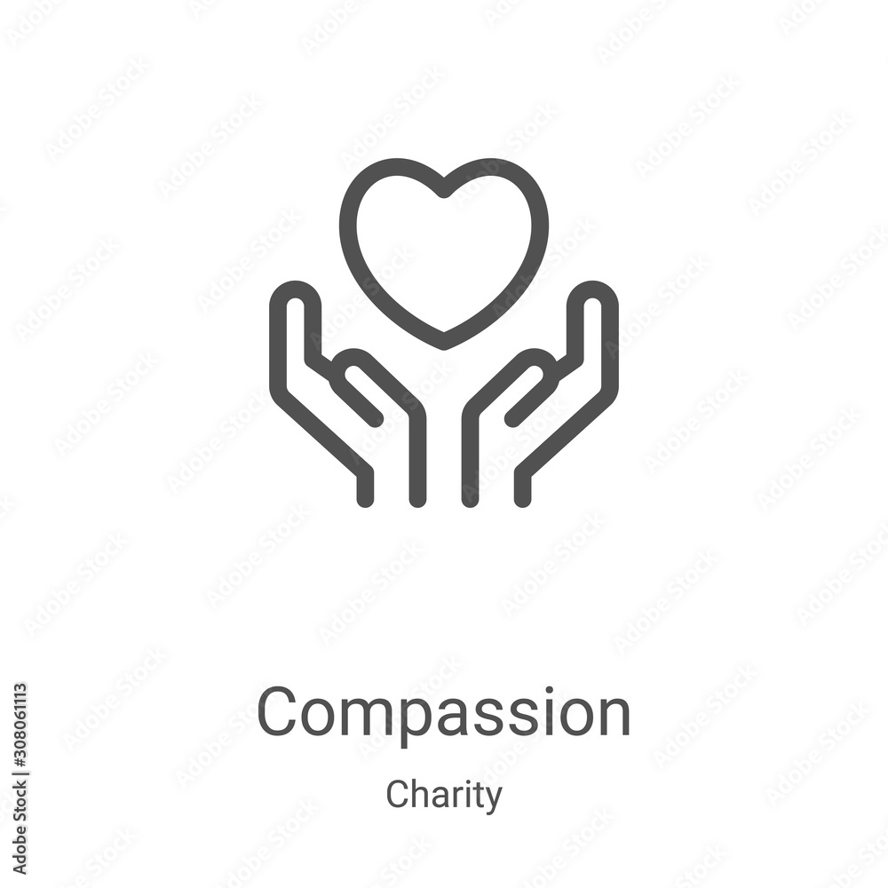 compassion icon vector from charity collection. Thin line compassion ...