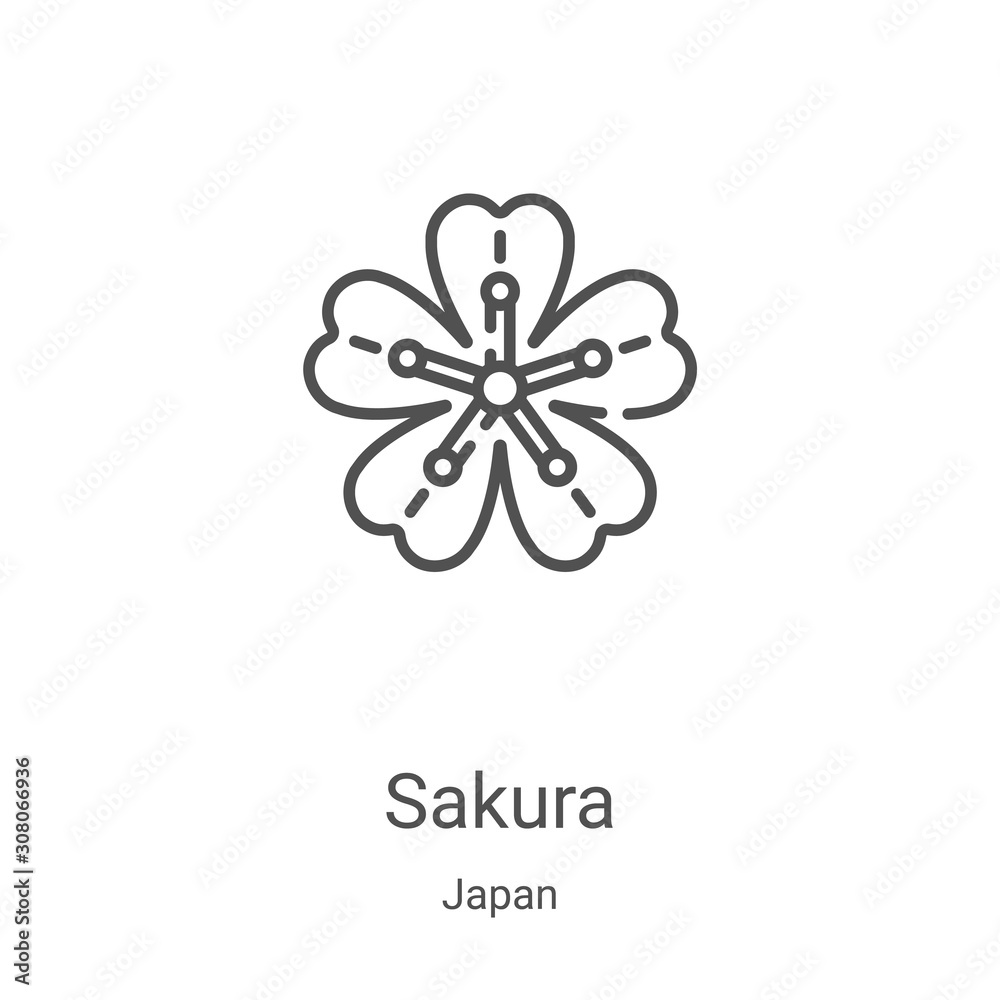sakura icon vector from japan collection. Thin line sakura outline icon ...
