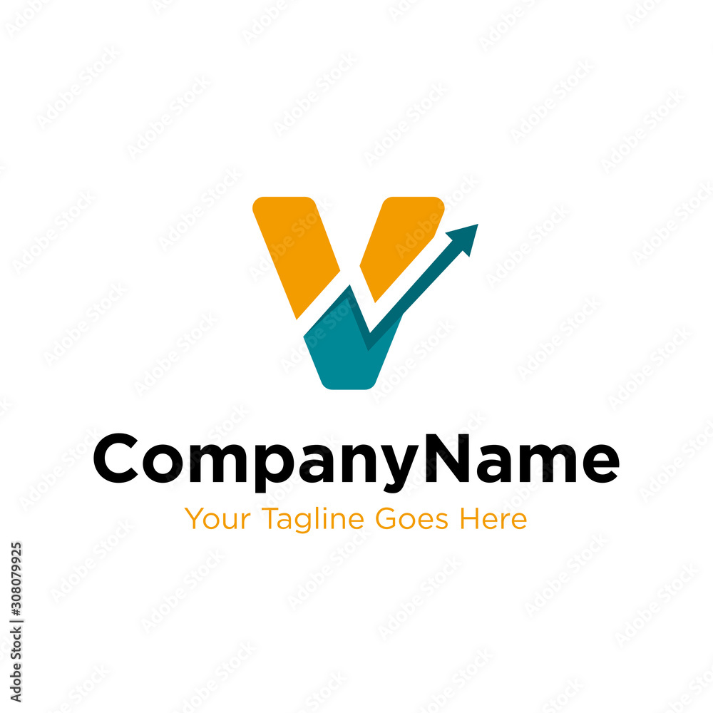 letter V trade marketing logo design vector. initial V and chart diagram graphic concept ...