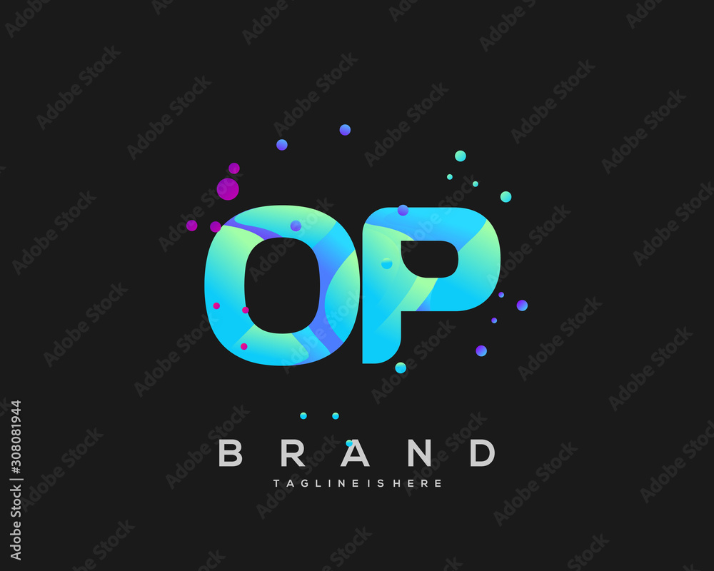 Initial letter OP logo with colorful, letter combination logo design ...