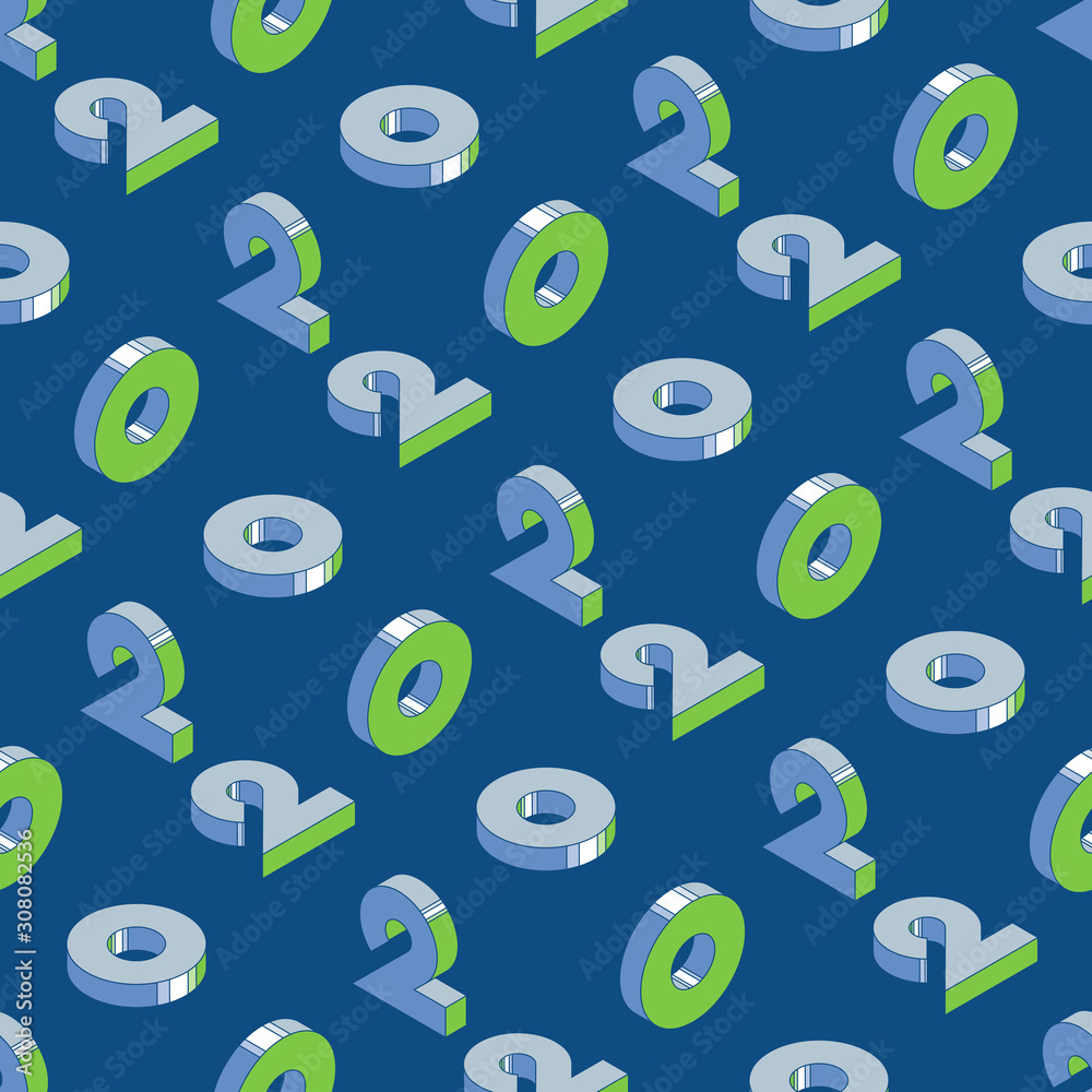 numbers '2' '0' seamless pattern in classic blue color palette and ...