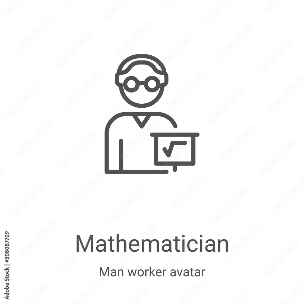 mathematician icon vector from man worker avatar collection. Thin line ...