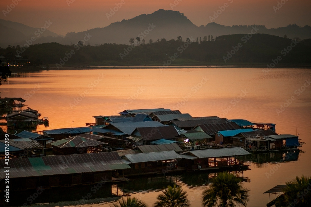 floating home in sangklaburi lake western terri of kanchanaburi one of ...