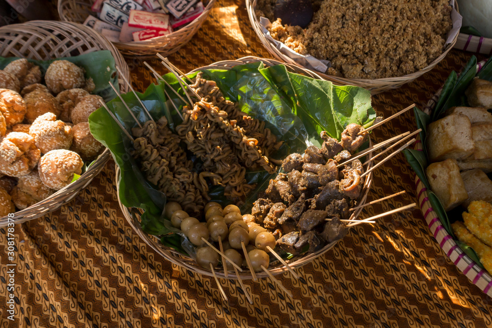 Quail Eggs Satay and Jeroan Satay (chicken internal organs satay ...
