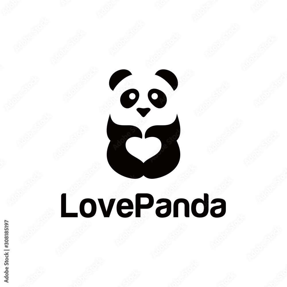 Love panda logo. cute Panda Logo design vector template. animal, asia ...