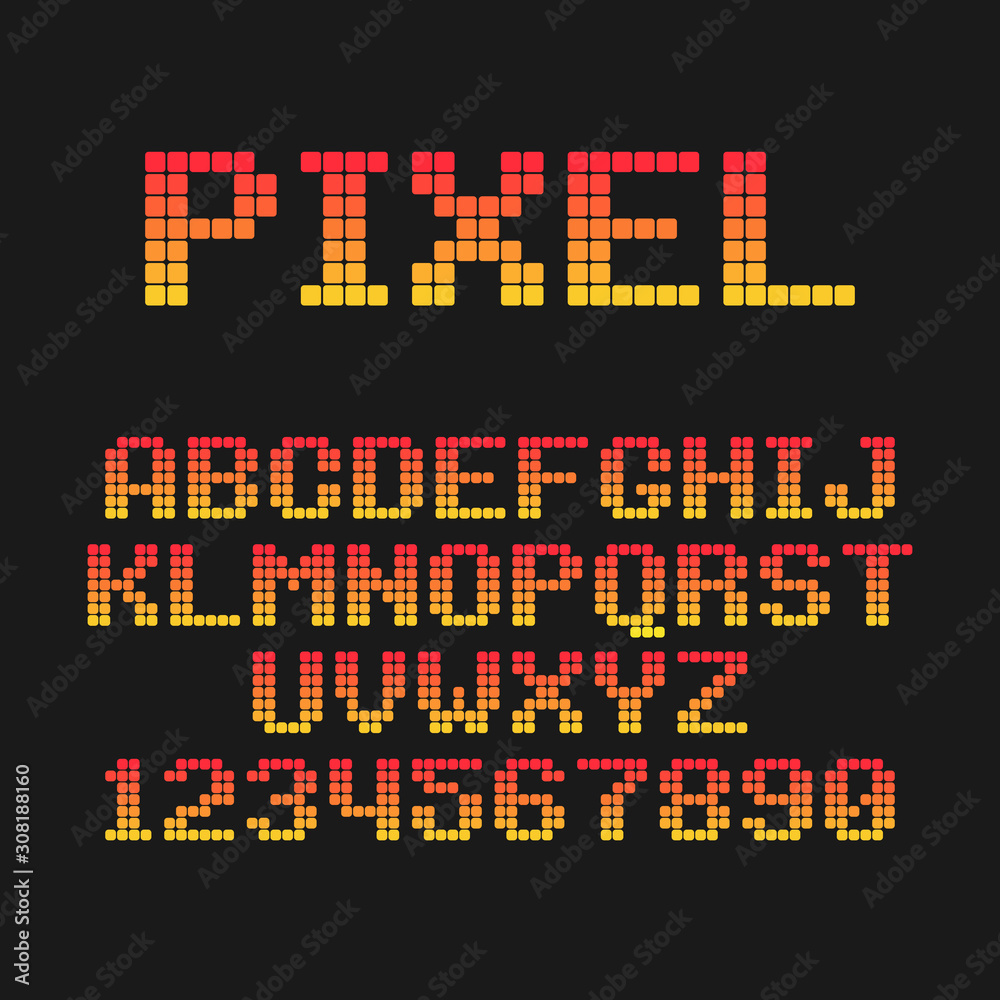 Pixel flat font. Font for pixel games, digital displays. Stock Vector ...