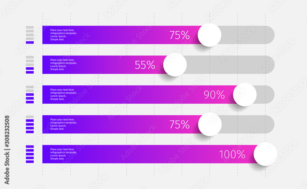 Modern colorful purple and blue gradient 3d chart, graph. Template for ...