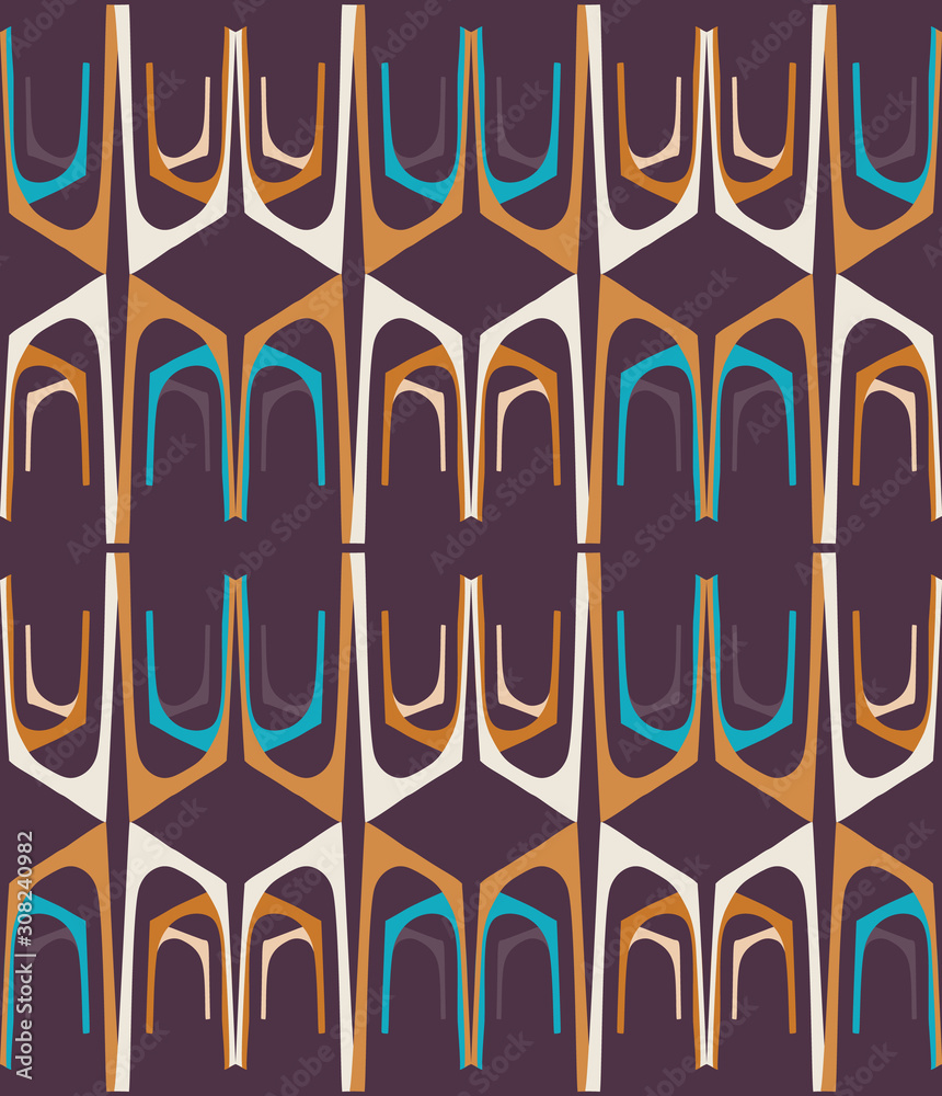 Mid Century Modern Vintage Pattern Background. Architectural Archway ...