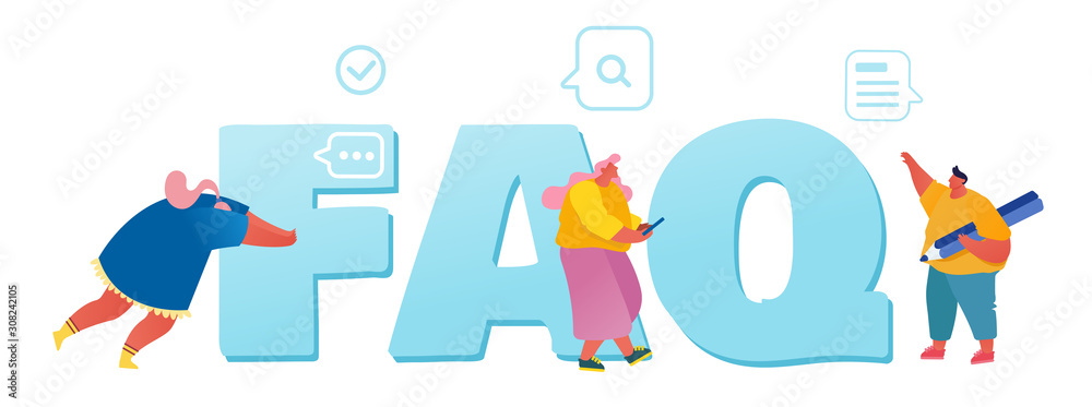 Frequently Asked Questions Concept. People Characters Standing near Faq ...