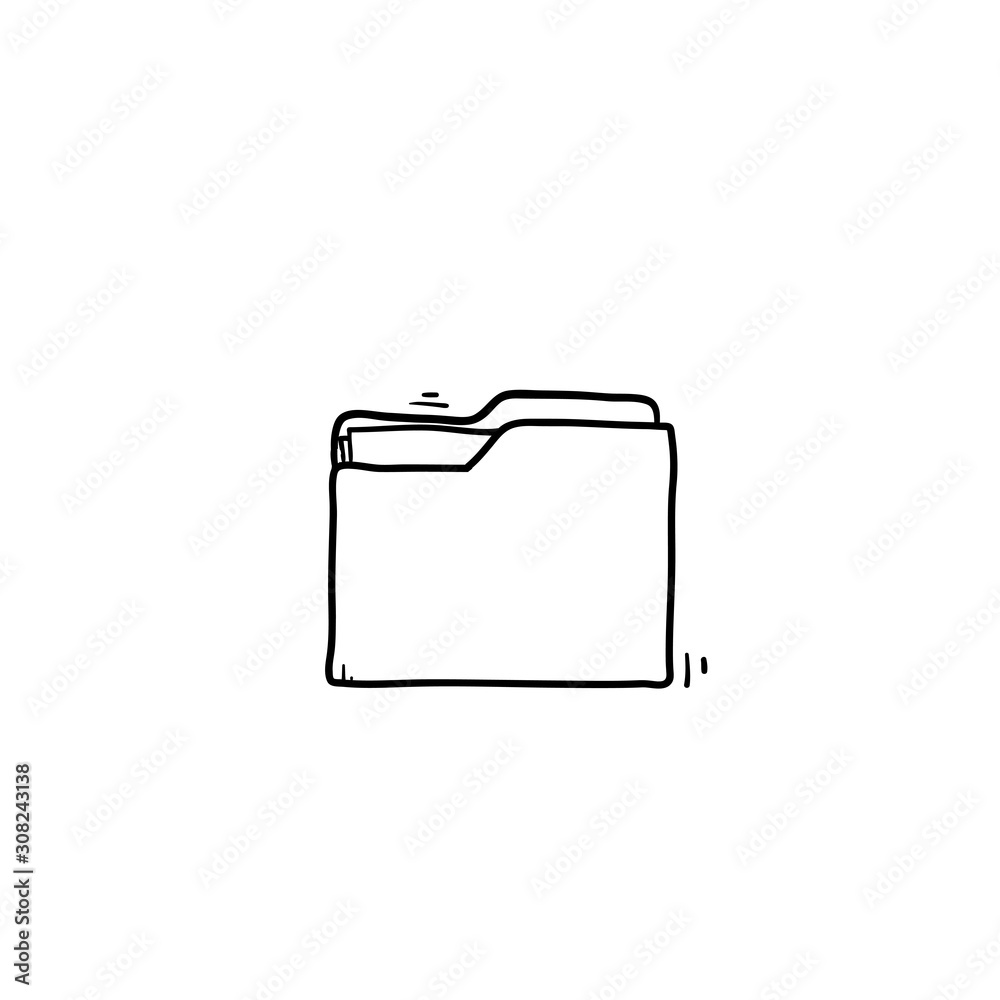 open folder icon. Folder with documents on white background with hand ...