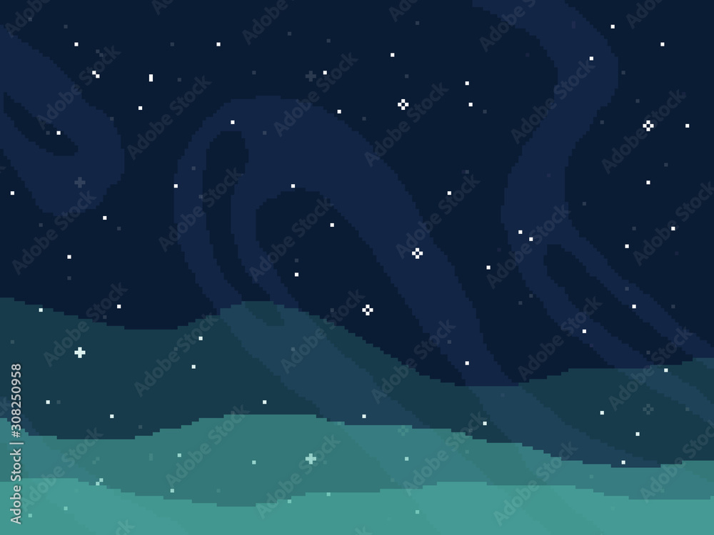 Starry space vector background. Pixel art. 8 bit. Stars. Stock Vector ...