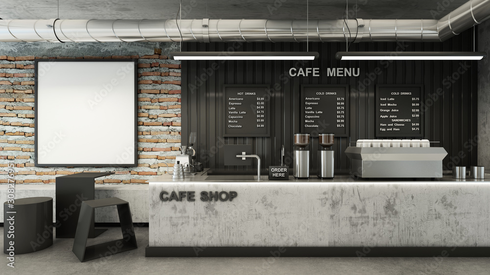 Cafe shop Restaurant design Minimalist Loft,Counter concrete,Top ...