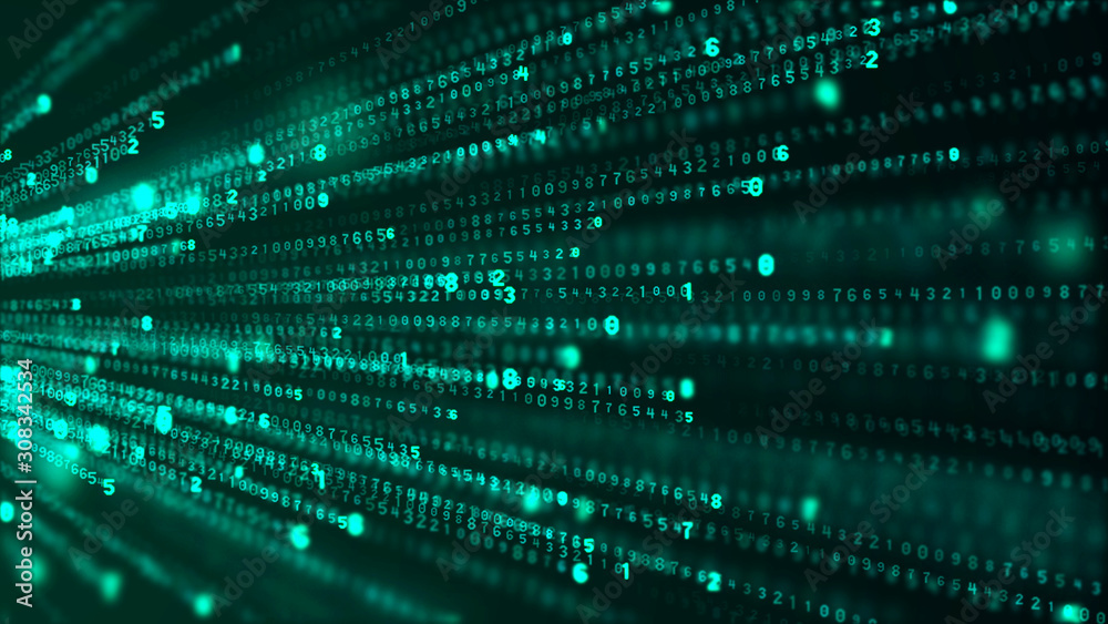 Data technology background. Big data visualization. Flow of data ...