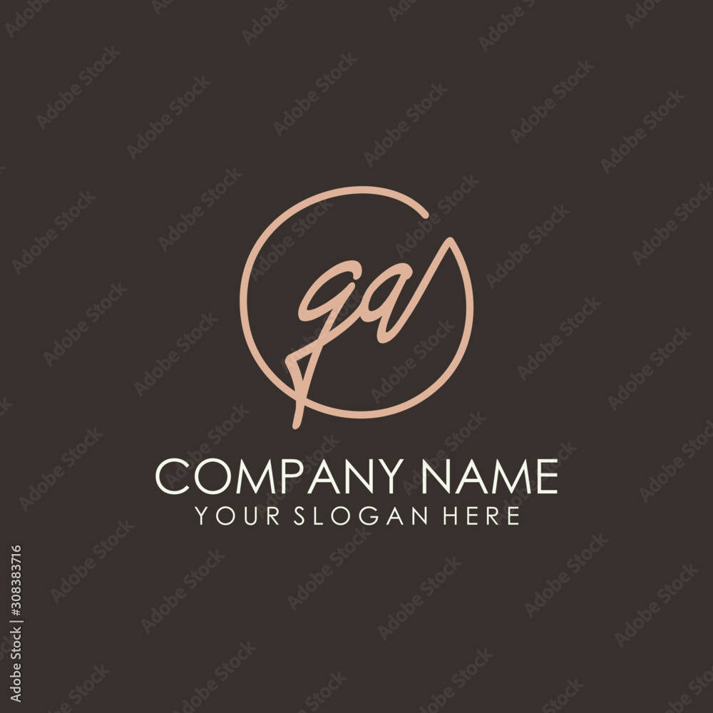 GA initials signature logo. Handwritten vector logo template connected ...
