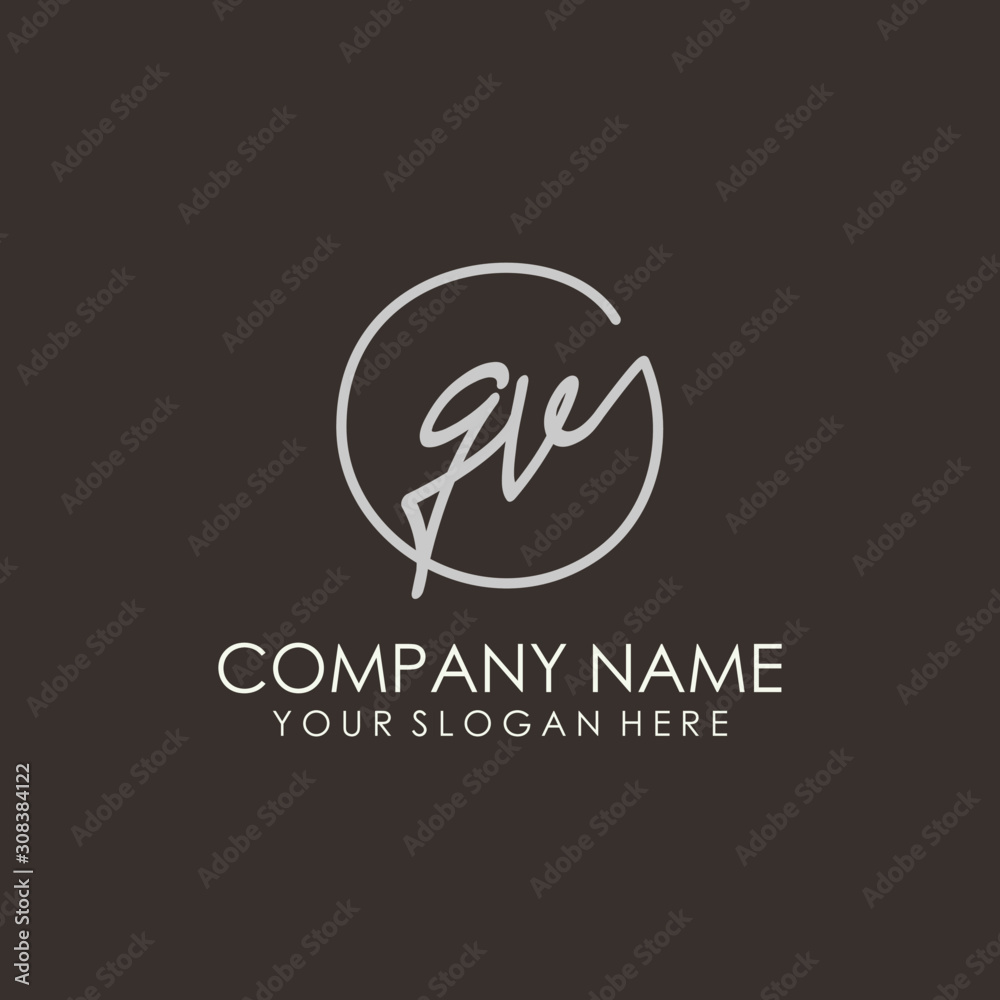 GV initials signature logo. Handwritten vector logo template connected ...