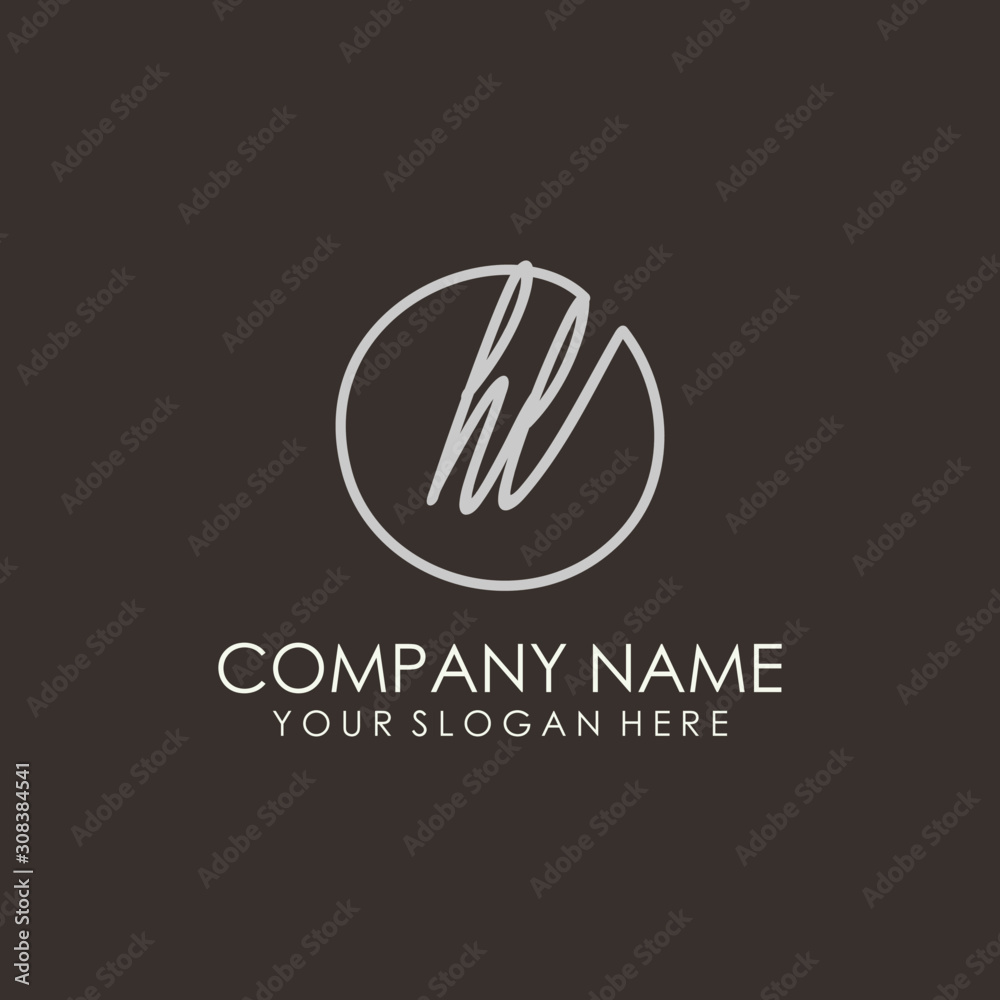HL initials signature logo. Handwritten vector logo template connected ...
