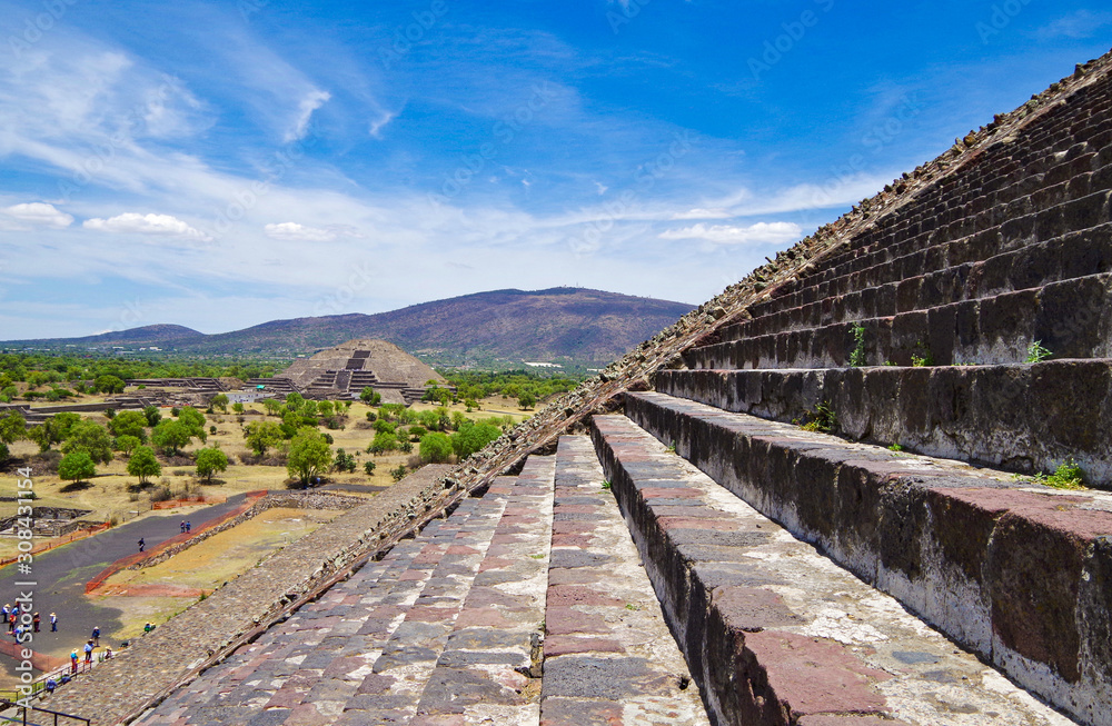 Popular tourist destination ancient Aztec city ruins of the pyramids of ...